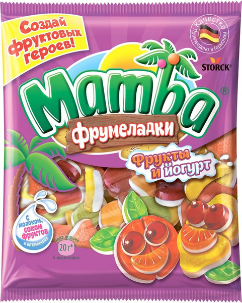 Мармелад Mamba жевательный Фрукты и йогурт фрумеладки 72г - купить с ...