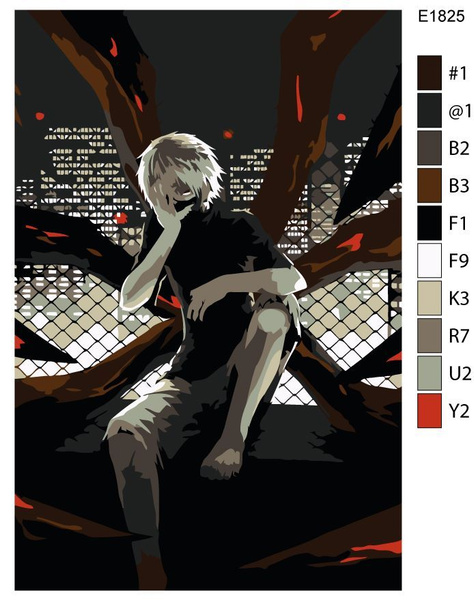 Детская картина по номерам E1825 "Аниме Токийский Гуль. Кен Канеки ...