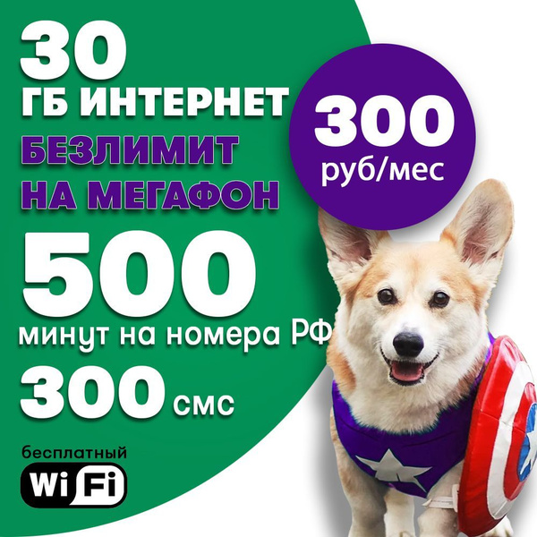 SIM-карта для смартфонов, Аб. плата 300 руб., 500 минут на всех ...