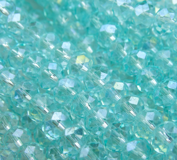 БП035ДС68 Хрустальные бусины "рондель", цвет: бирюзовый AB прозрачный ...