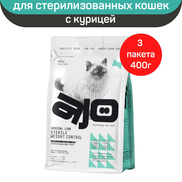 Сухой корм АЙО, AJO Cat Sterile Weight Control для стерилизованных ...