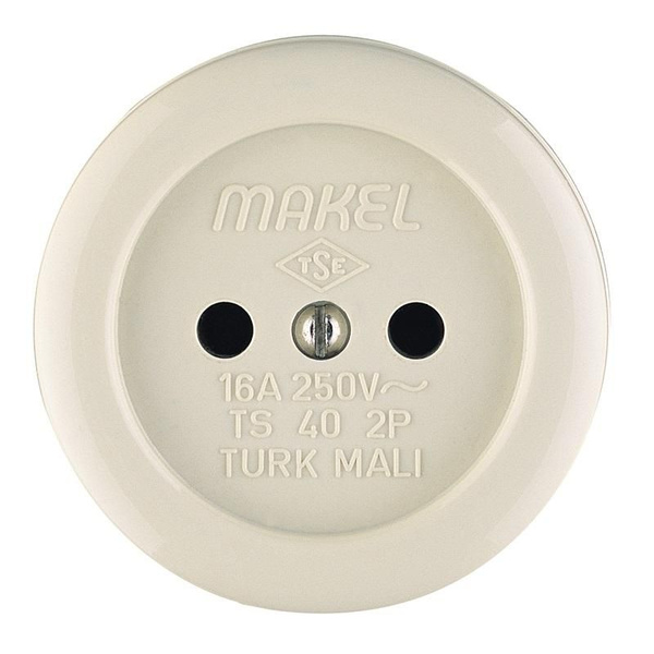 Розетка 1-м ОП 16А IP20 круглая без заземл. керамика беж. Makel 16012 - купить по низкой цене в ...