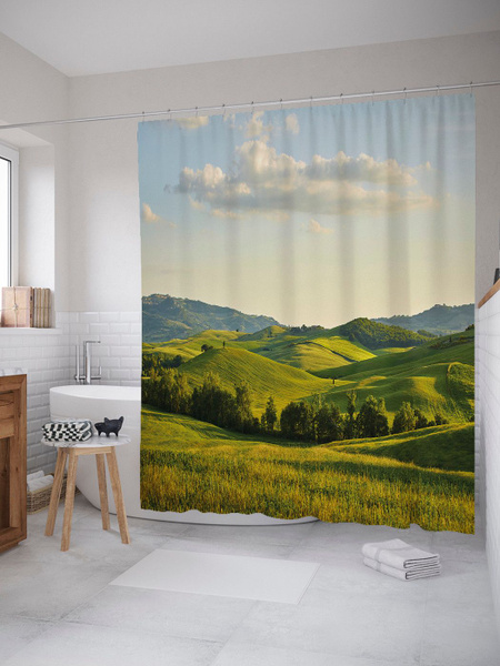 Штора для ванной 200x180 см JoyArty ширма плотные ширина 180 высота 200 для бани санузлов дома ...