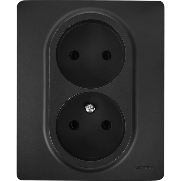 Розетка двойная встраиваемая без заземления цвет антрацит - купить по ...