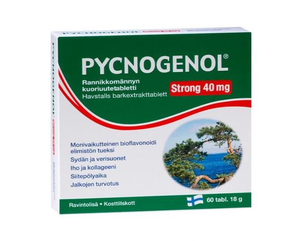 Pycnogenol Strong 40 mg, Пикногенол экстракт коры приморской сосны, 60 ...