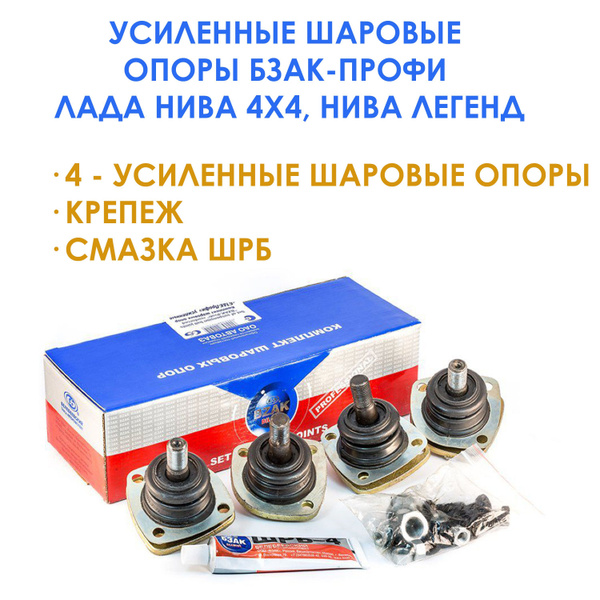 Характеристики Усиленные шаровые опоры с крепежом БЗАК-Профи (4шт) для ...