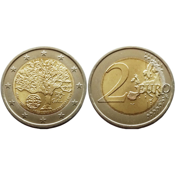 Португалия 2 евро 2007 год UNC KM# 772 Председательство Португалии в ...