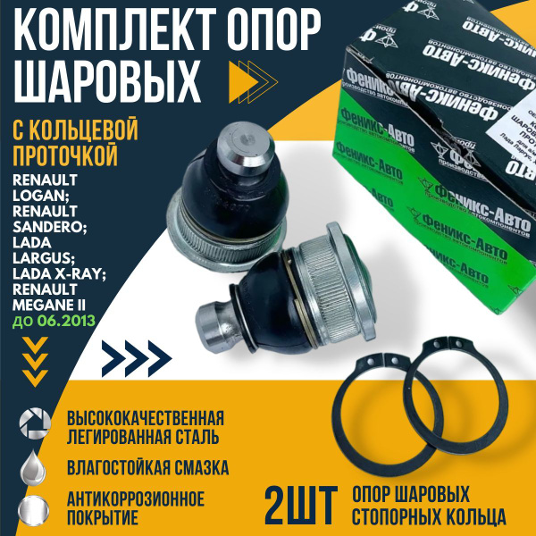 Комплект опор шаровых с кольцевой проточкой для а/м Рено Логан, Лада ...
