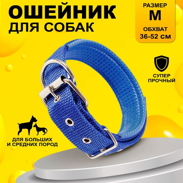Ошейник для собак средних и крупных пород Wetnose нейлон, синий размер ...