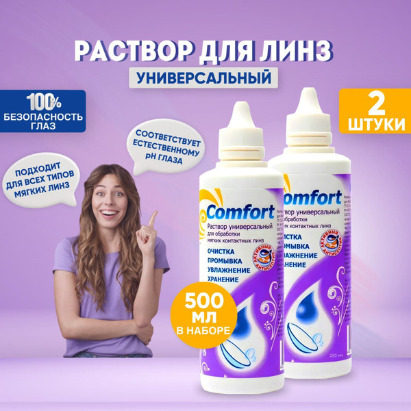Раствор для контактных линз универсальный, жидкость для линз, OPTIMED Comfort, (Оптимед) 250 мл ...