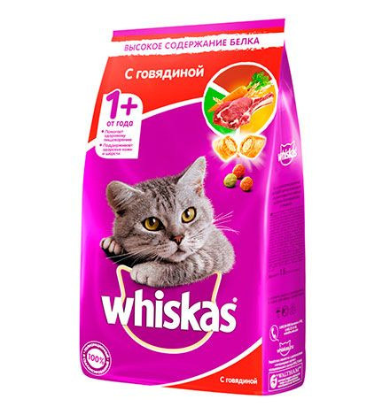 Whiskas / Сухой корм Вискас для взрослых кошек подушечки-паштет с ...