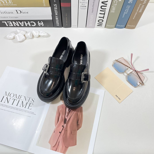 Лоферы Женский Miu Miu черный меланж размер 36 Платформа Демисезон Без застёжки Китай