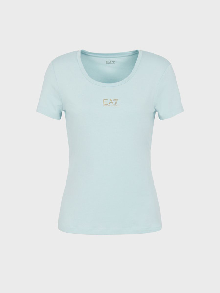 Футболка EA7, размер 46, 44, цвет серый, голубой, 70% хлопок, 26% модал, 4% эластан - купить по ...