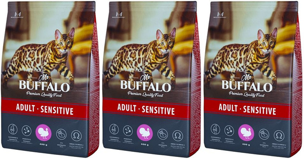 Mr.Buffalo Корм сухой Индейка, для кошек, 400 г, 3 уп - купить с ...