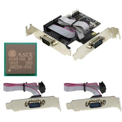 Контроллер PCIe x1 v1.0 (ASIX AX99100), LP, Serial Port, 4 x RS-232 ...