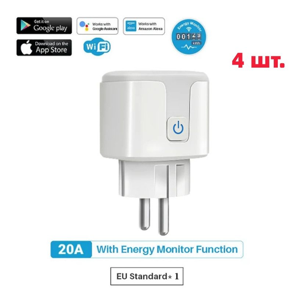 Умная розетка 20А, с голосовым управлением, для приложения Tuya Smart ...