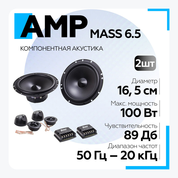 Акустика автомобильная AMP MASS 6.5 компонентная, динамики ...