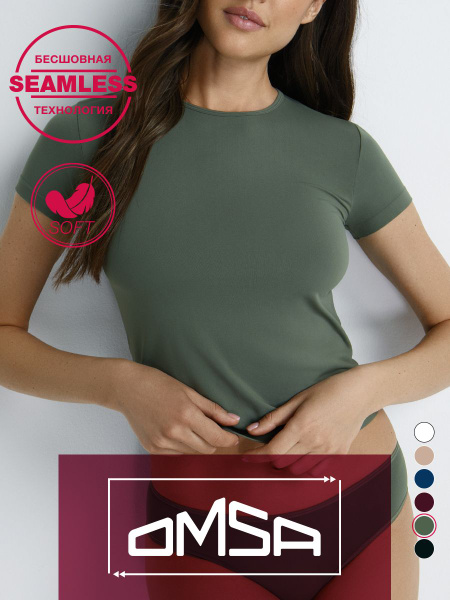 Футболка Omsa, размер 44, цвет хаки, 86% Полиамид, 14% Эластан - купить по выгодной цене в ...