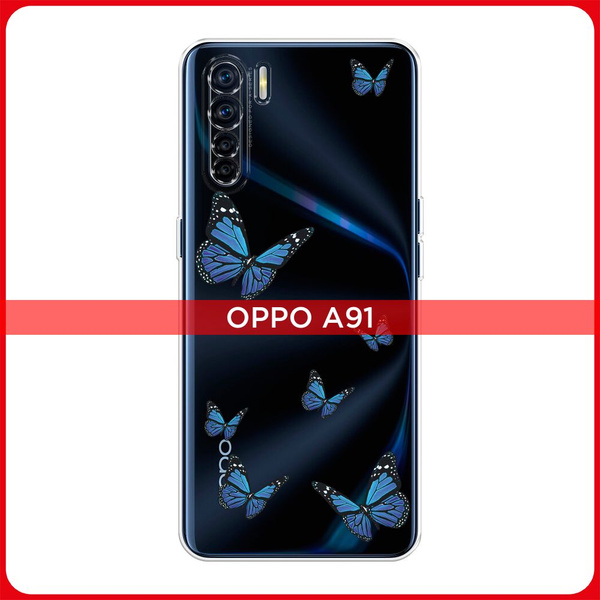 Силиконовый чехол на Oppo A91/Reno 3 / Оппо A91 Blue butterflies ...