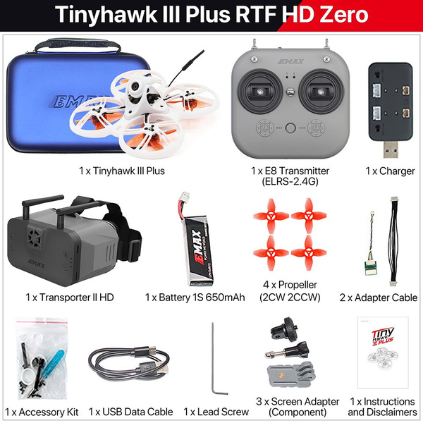Комплект гоночного дрона EMAX Tinyhawk III Plus FPV RTF 1/2S 2,4 ГГц ELRS - купить с доставкой ...