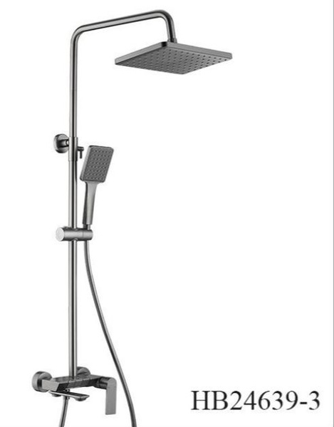 Душевой комплект со смесителем, ручным душем и тропической лейкой HAIBA HB24639-3 цвет-оружейная ...