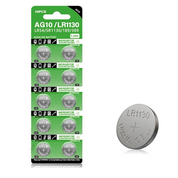 Щелочная батарейка AG10/LR1130/SR1130/LR54/189/389, 1.55V. 10 штук в ...