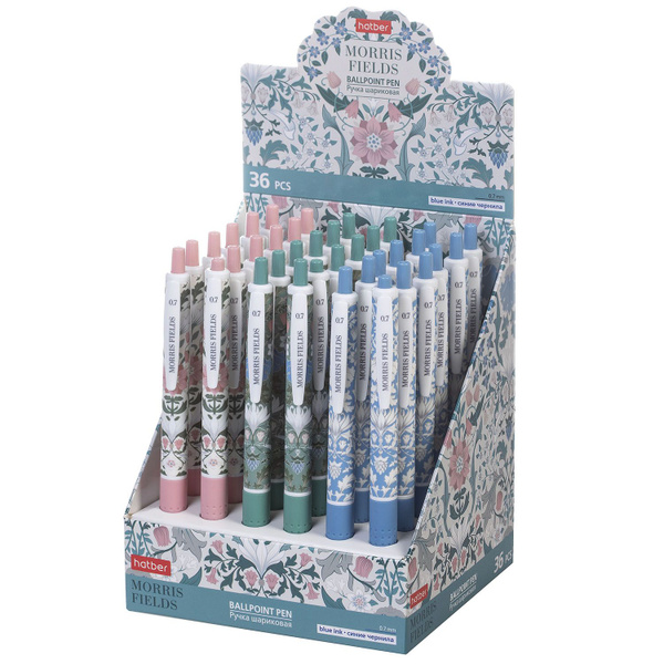 Ручка Hatber шариковая автоматическая Morris Синяя 0,7мм, 36шт в картонной Дисплей-витрине ...