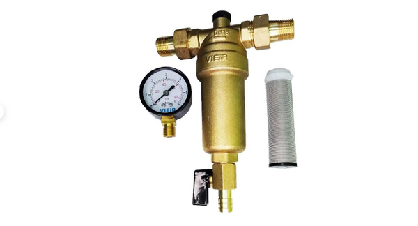 Самопромывной фильтр с манометром 3/4" VIEIR JH153 для горячей воды - купить в интернет-магазине ...