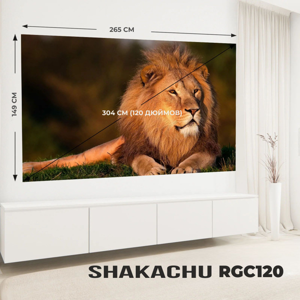 Экран для проектора Shakachu RGC120, светоотражающий, в рулоне, 120 ...