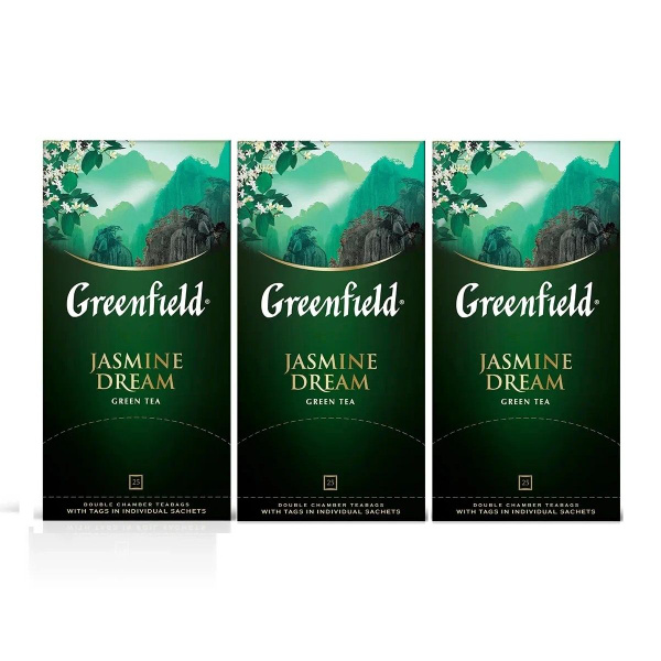 Чай зеленый Greenfield Jasmine Dream в пакетиках (2 г х 25 шт), 3 упак - купить с доставкой по ...