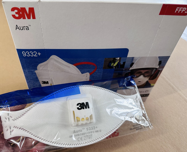 Респиратор профессиональный полумаска 3м 9332 складного типа, премиум, ffp3, с клапаном выдоха ...