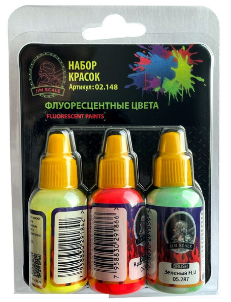 Характеристики 02.148 Набор красок Jim Scale Флуоресцентные цвета Jim ...