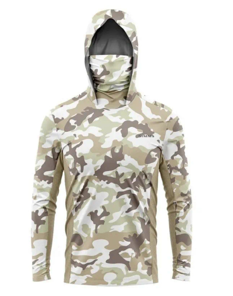 Худи Мужской Simms бирюзовый Без застежки Велюр искусственный, размер 58 Камуфляж ...