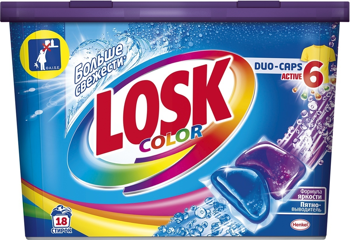 Капсулы для стирки Losk Duo-сaps Колор, для цветного белья, 18 шт ...