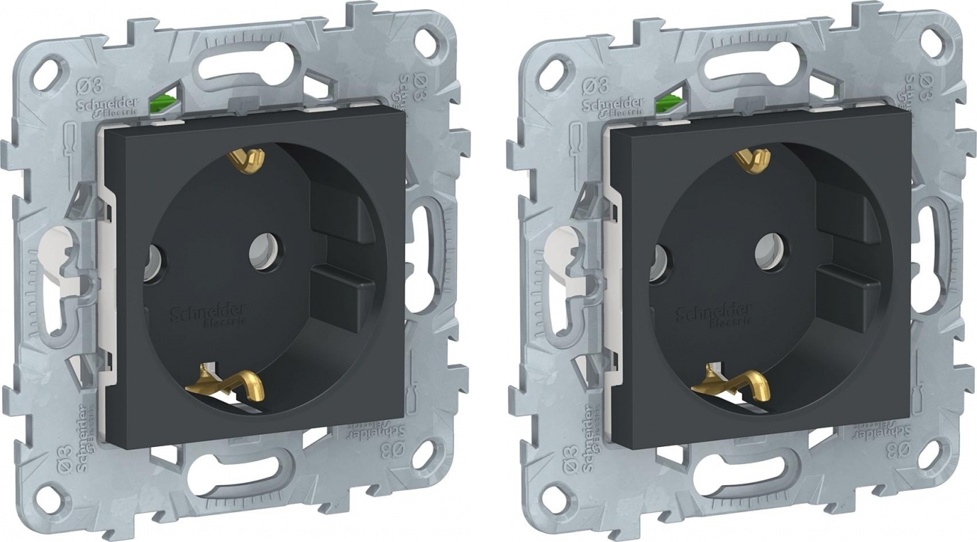 Механизм розетки Schneider Electric Unica New с заземлением с защитными ...