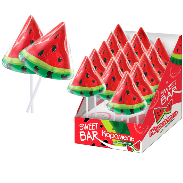 SWEET BAR Карамель леденцовая фигурная на палочке Арбузик 15 шт по 40 ...