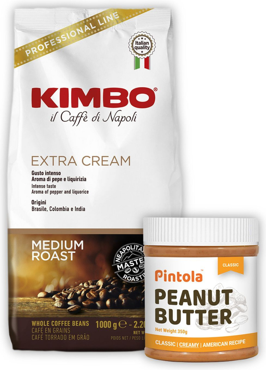 Кофе в зернах Kimbo Extra Cream, 1 кг + Арахисовая паста Pintola ...