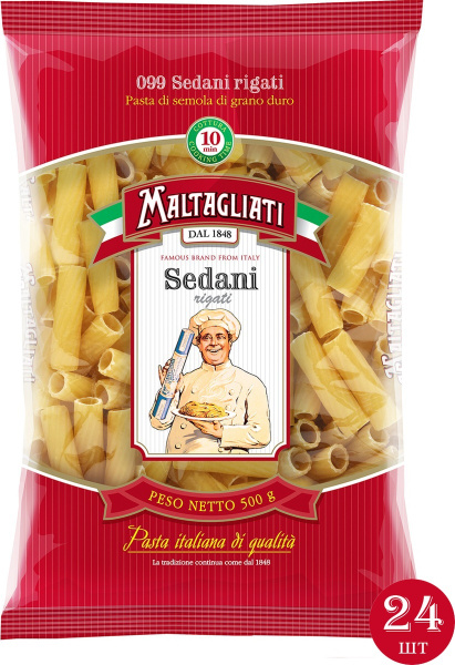 Макароны Maltagliati Трубка рифленая, 24 шт по 500 г - купить с ...