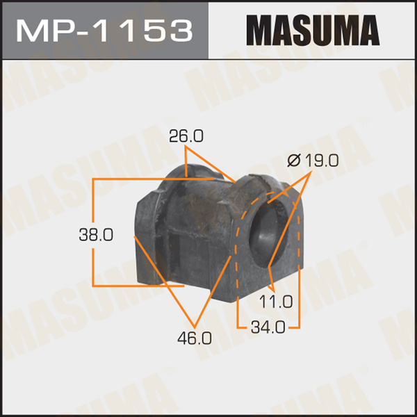 Втулка стабилизатора mitsubishi outlander 12- заднего d 19 masuma MASUMA MP-1153, oem MN101395 ...