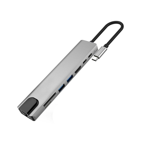 Концентратор Usb C Адаптер типа 8 в 1 с совместимым портом 4k ПК
