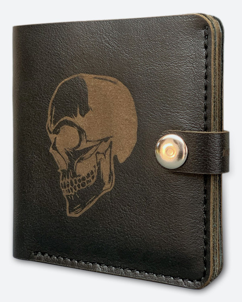 Кошелек с черепом мужской из кожаный для денег и карт KAZA Mancube Череп черный - купить с ...