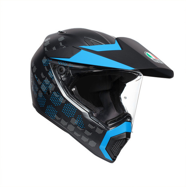 Мотошлем туристический эндуро AGV AX-9 MULTI Antartica Matt Black/Cyan ...