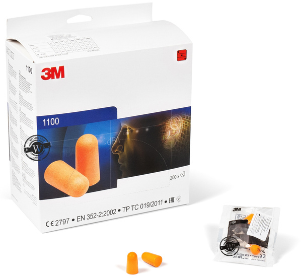 Беруши ( вкладыши ) для сна 3M 1100 ( SNR - 37 дБ ) без шнурка, 200 пар - купить с доставкой по ...