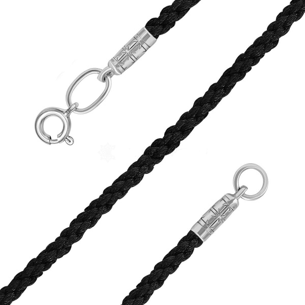 VALTERA Шнурок текстильный черный с замком из серебра 925 пробы 118818 ...