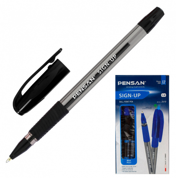 Ручка шариковая Pensan Sign-Up (2410/12BLACK) прозрачный/черный d - 1мм ...