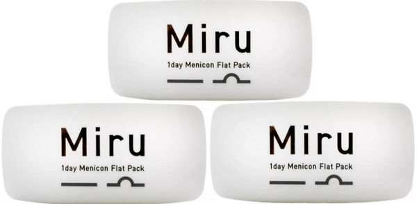 MIRU 1 Day Flat Pack -0.75, 8.6, 14.2, 90 штук (3 пачки по 30 линз ...
