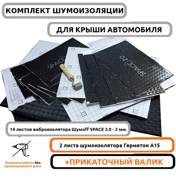 Комплект шумоизоляции потолка НОРМА материалами Шумофф - купить по ...