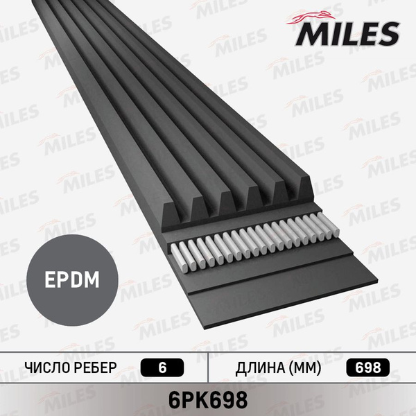 Ремень поликлиновой 6PK698 MILES - MILES арт. 6PK698 - купить по ...