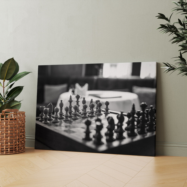 Картина на холсте (шахматная доска фигуры игра спорт) 50x70 см/для ...