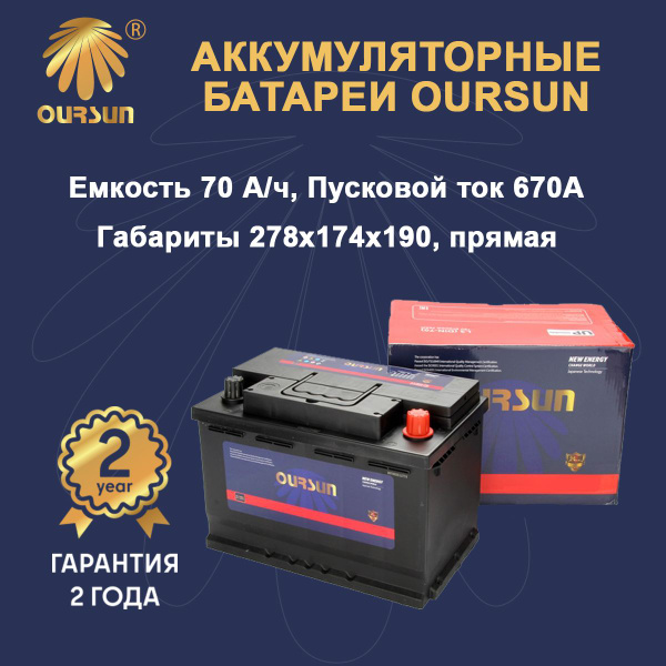 Аккумулятор автомобильный Oursun OURSUN_DIN_Прямая (+/-) купить по ...